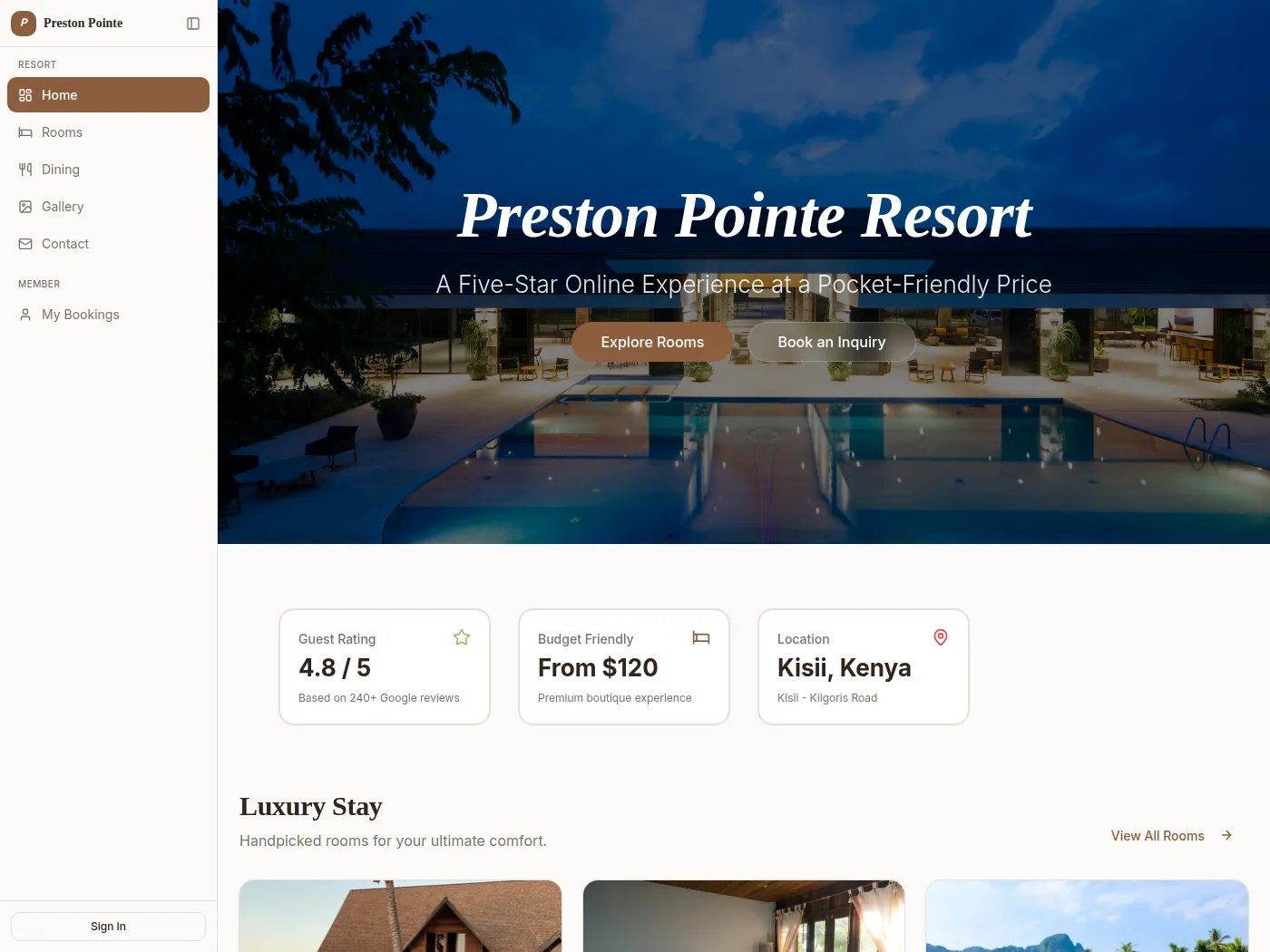 Preston Pointe Resort Site