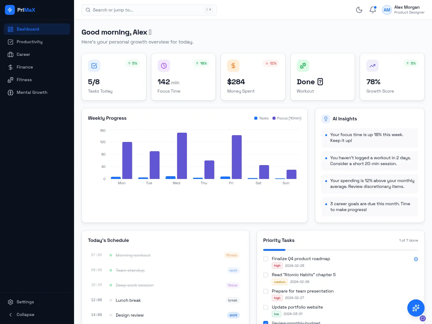 PriMaX Personal Growth Suite