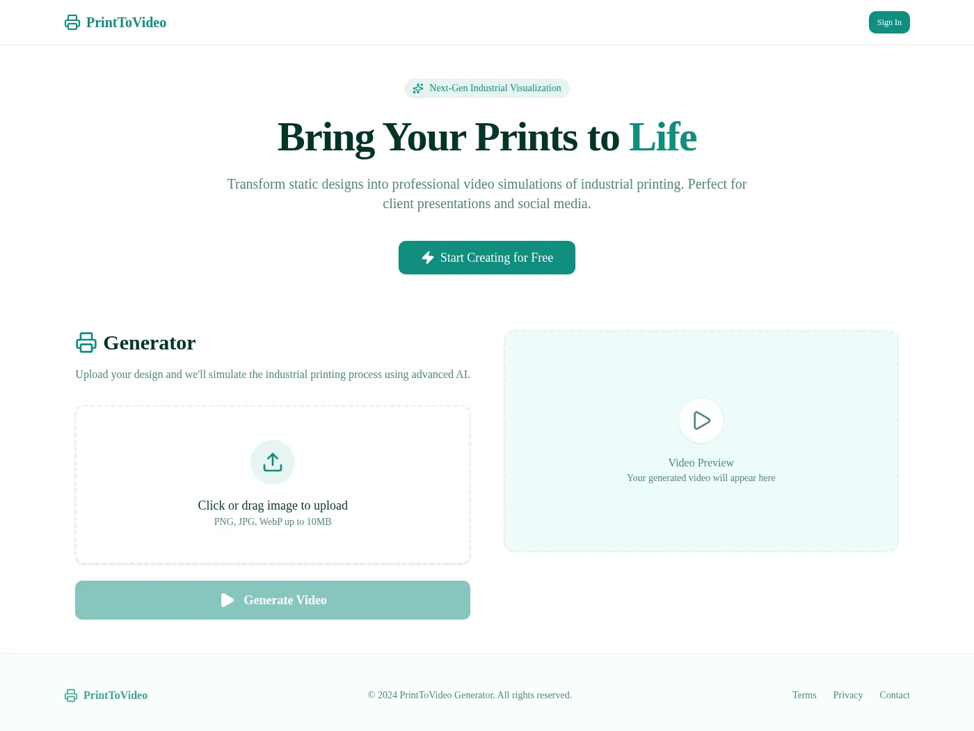 PrintToVideo Generator