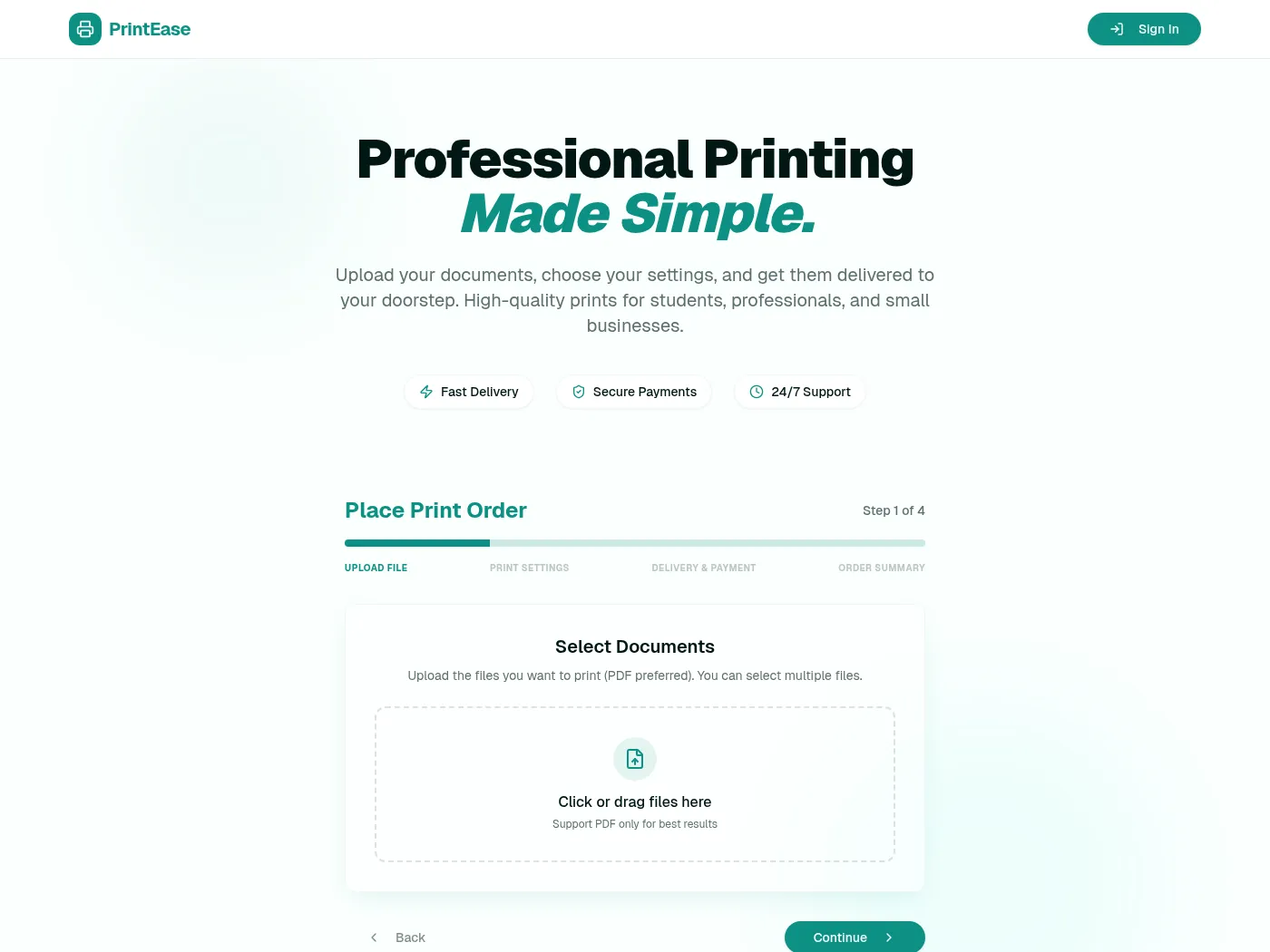 PrintEase Order Portal