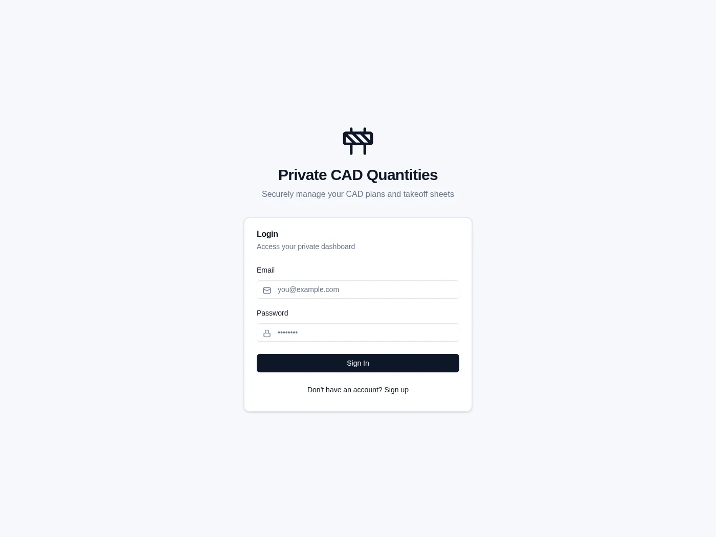 Private CAD Quantity App
