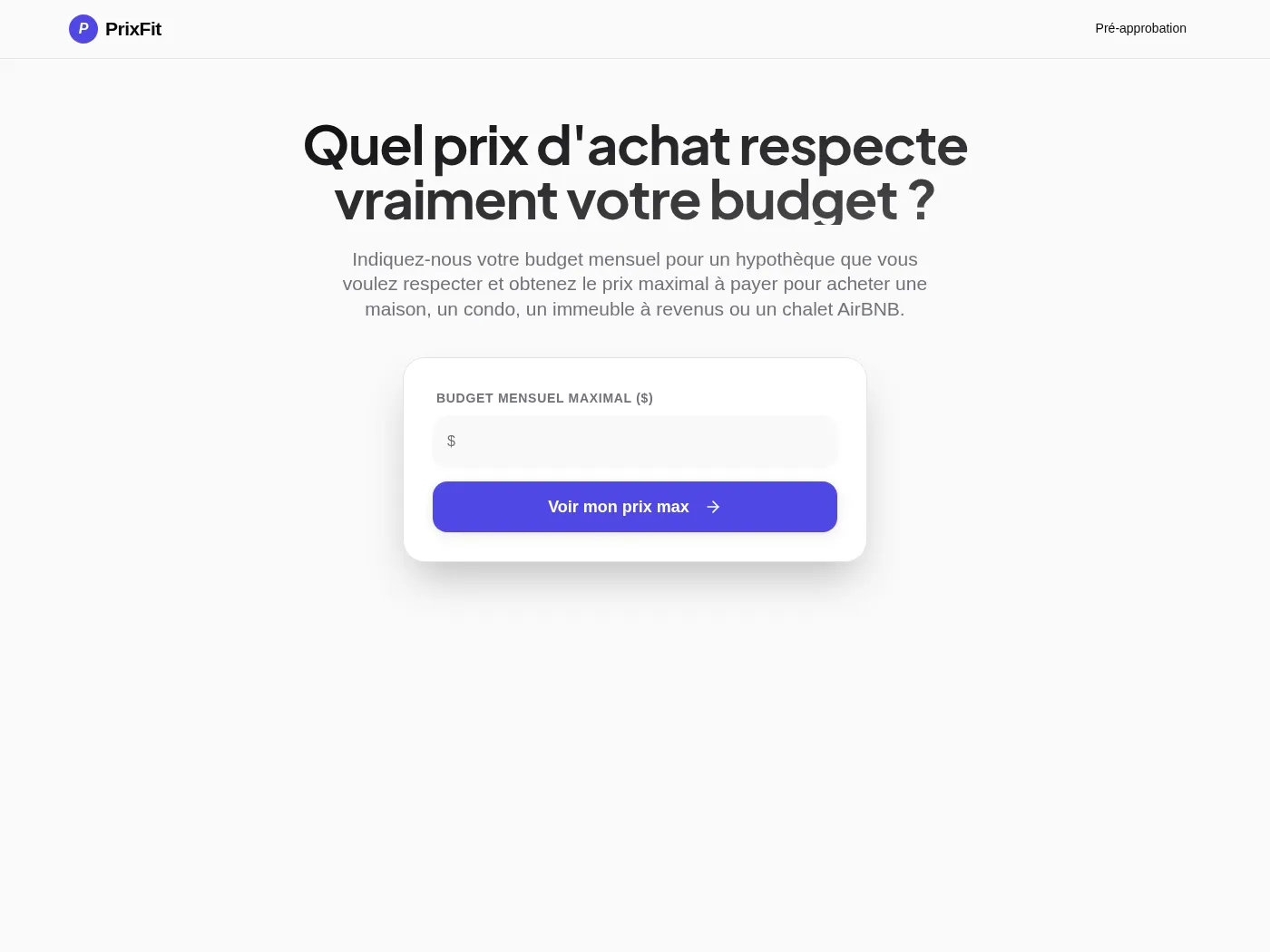 PrixFit Landing Estimator