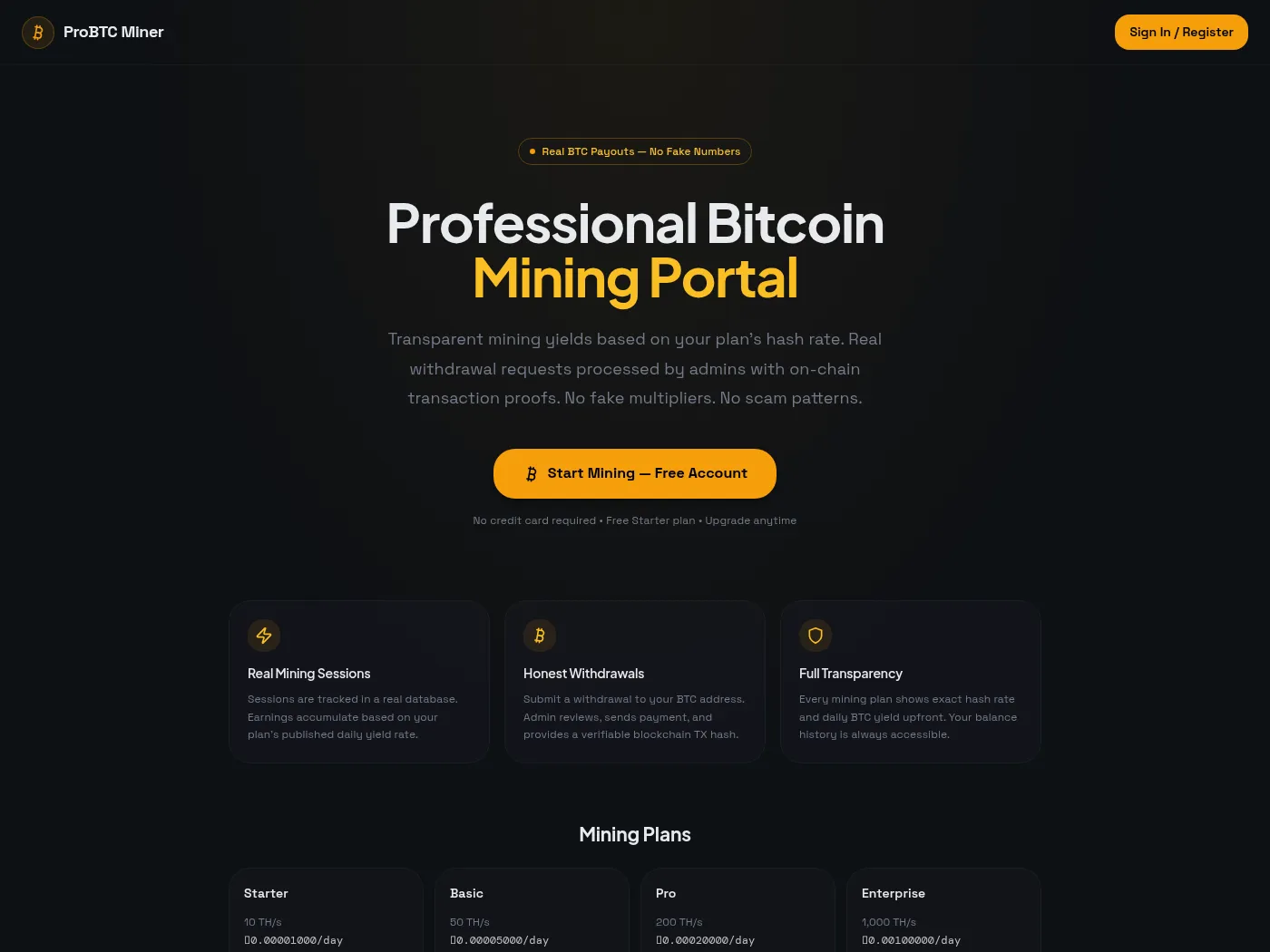 ProBTC Miner Portal