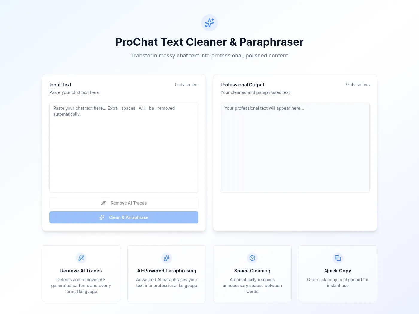 ProChat Text Cleaner and Paraphraser