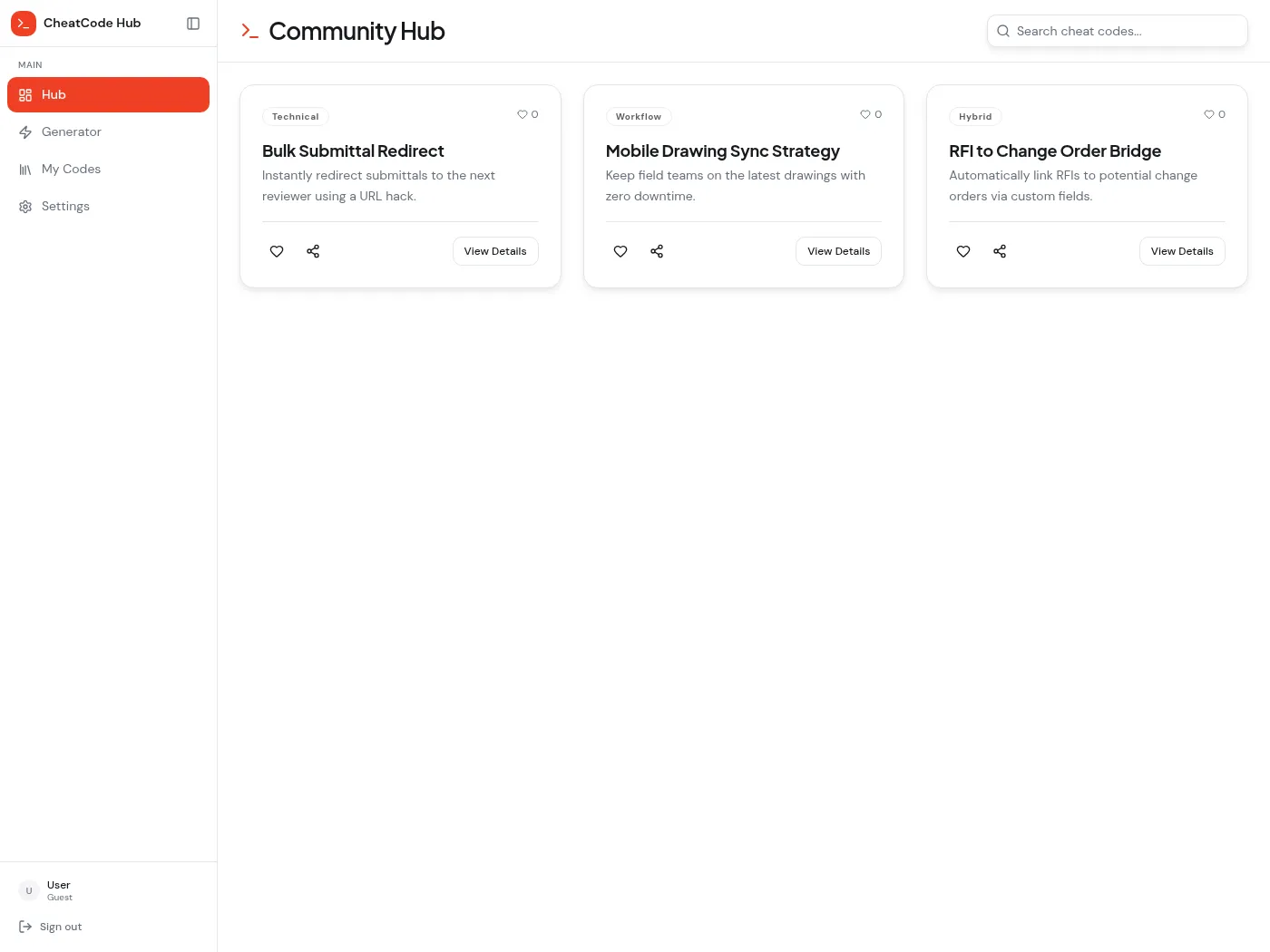 Procore CheatCode Hub