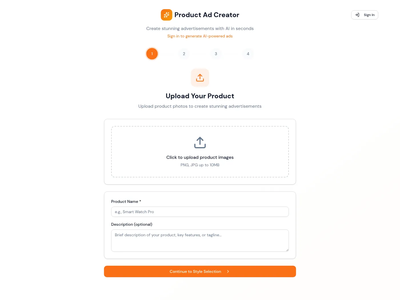Product Promo Ad Creator
