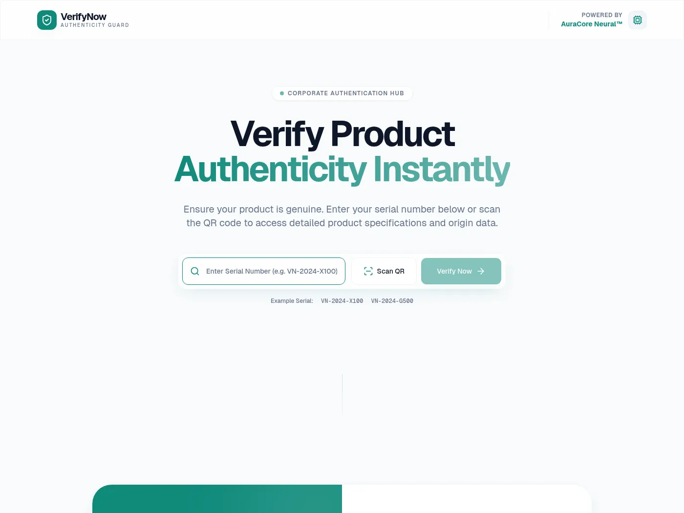 VerifyNow Landing Page