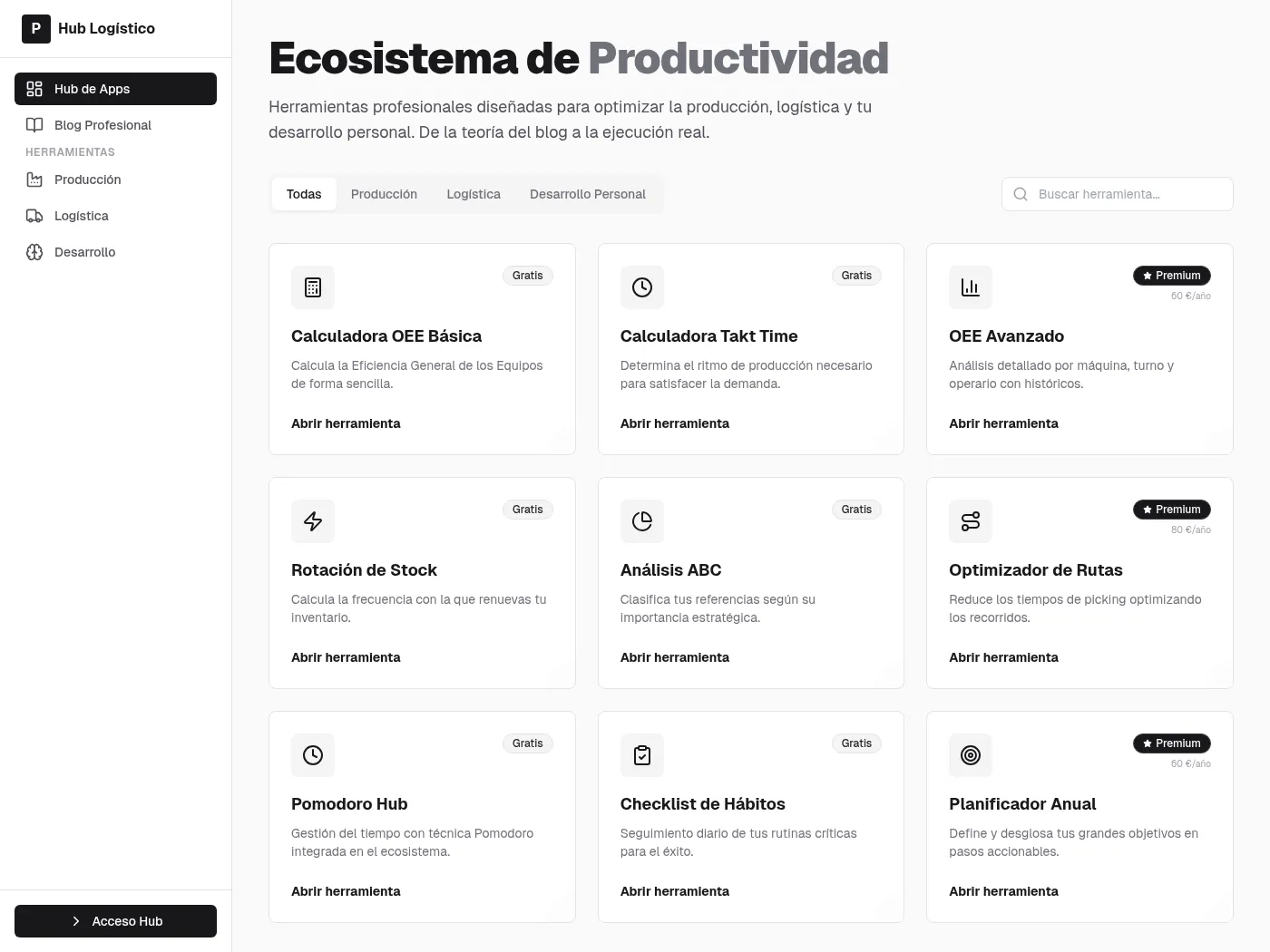 Productividad y Logística Hub