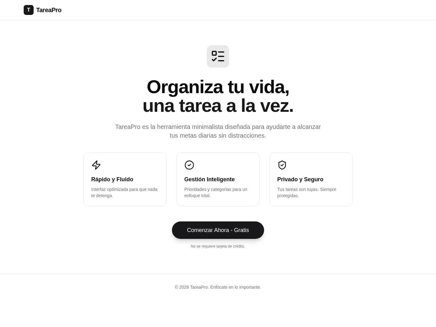 TareaPro Productivity App