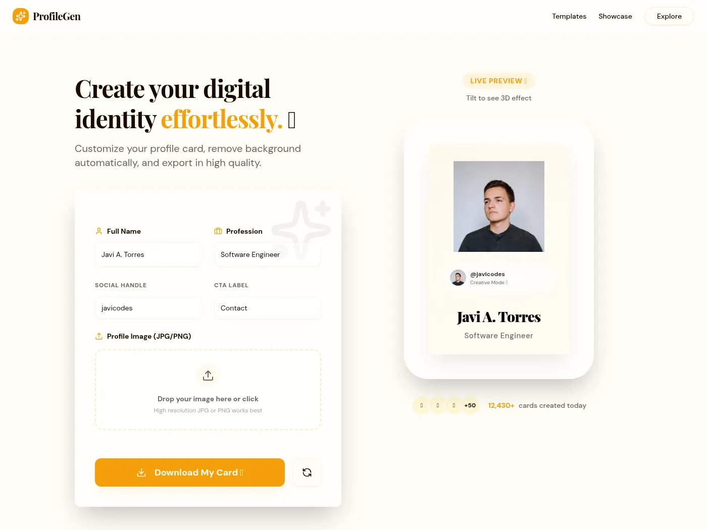 Customizable Profile Card Maker