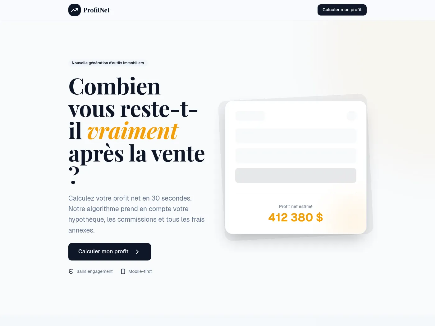 ProfitNet Landing Page