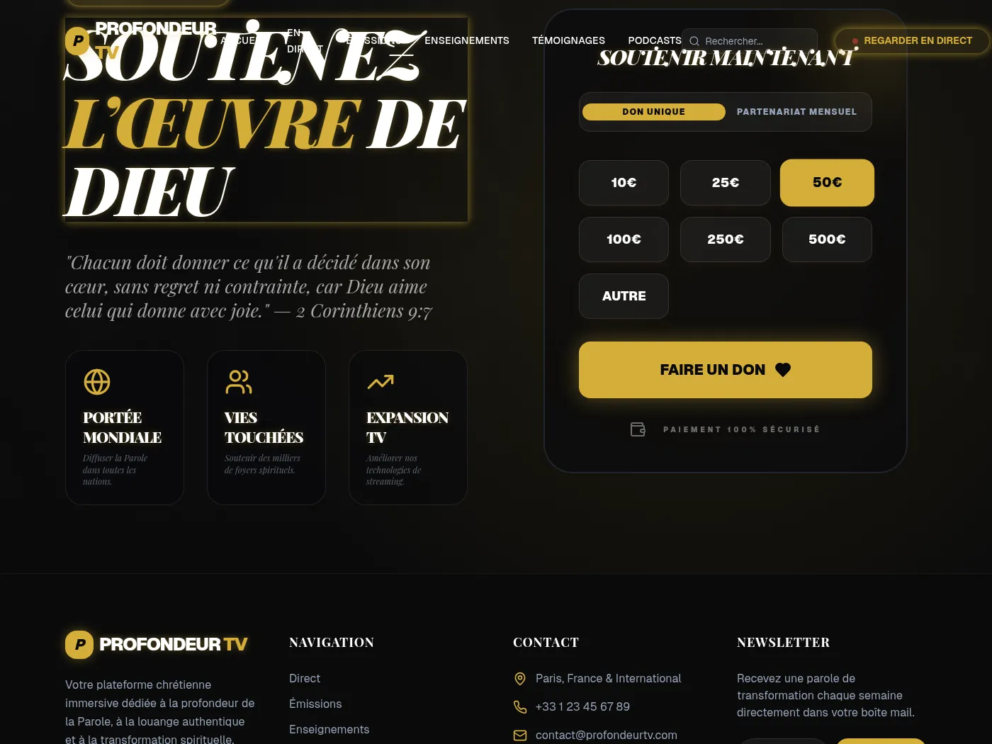 Profondeur TV Web Experience