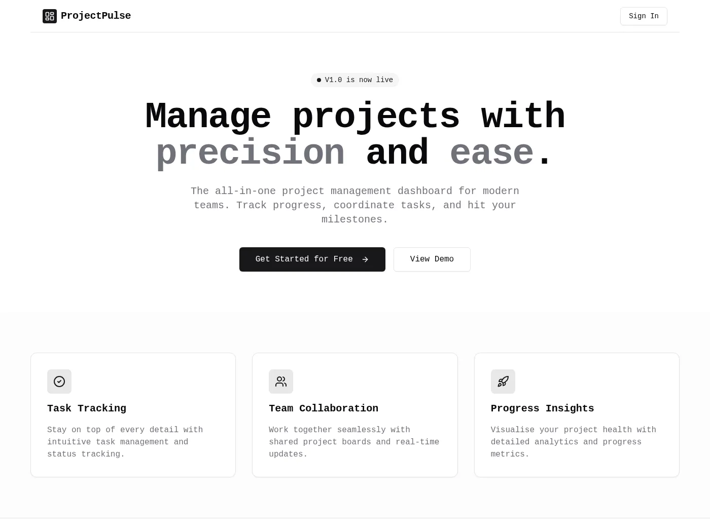 ProjectPulse Dashboard