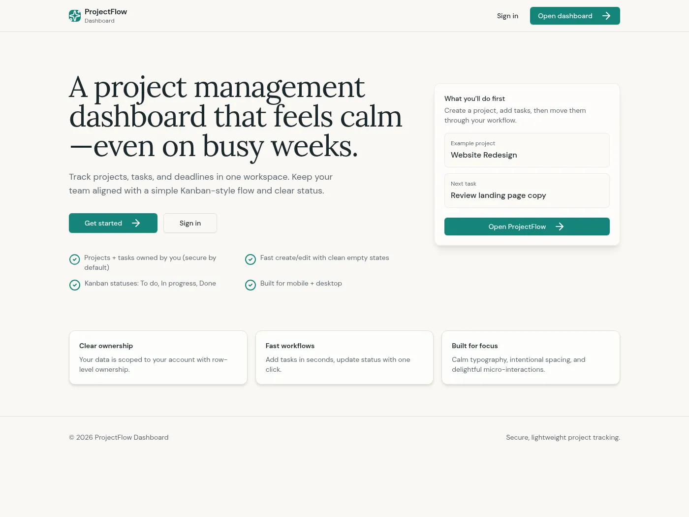 ProjectFlow Dashboard