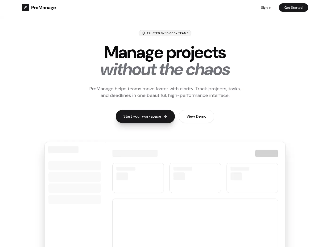 ProManage Dashboard