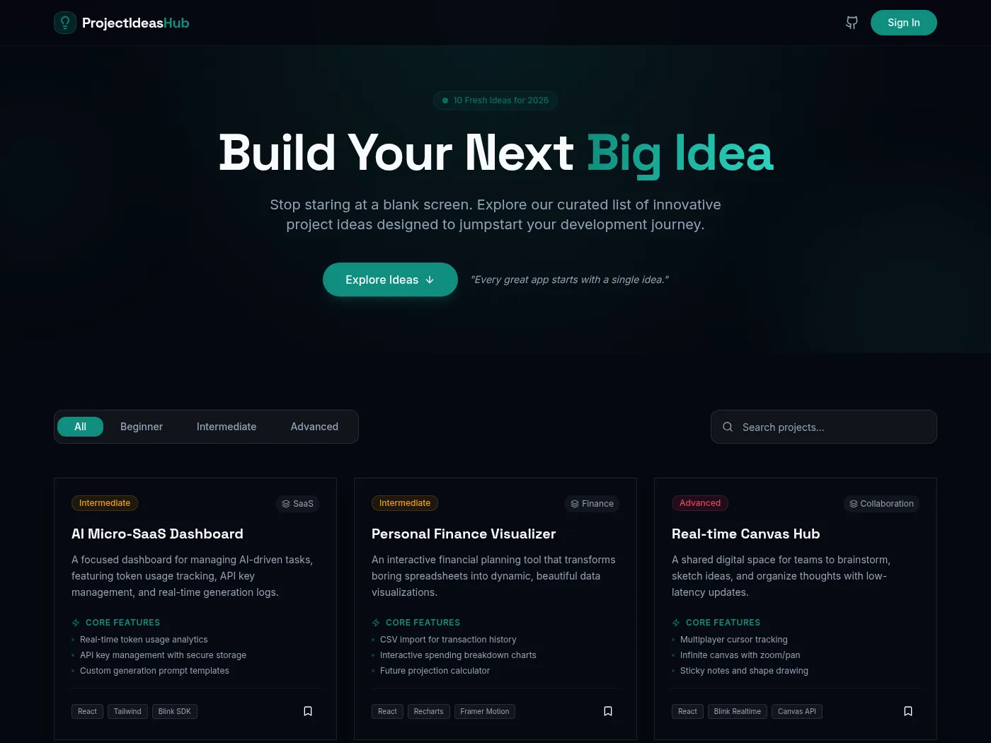 10 Project Ideas Hub