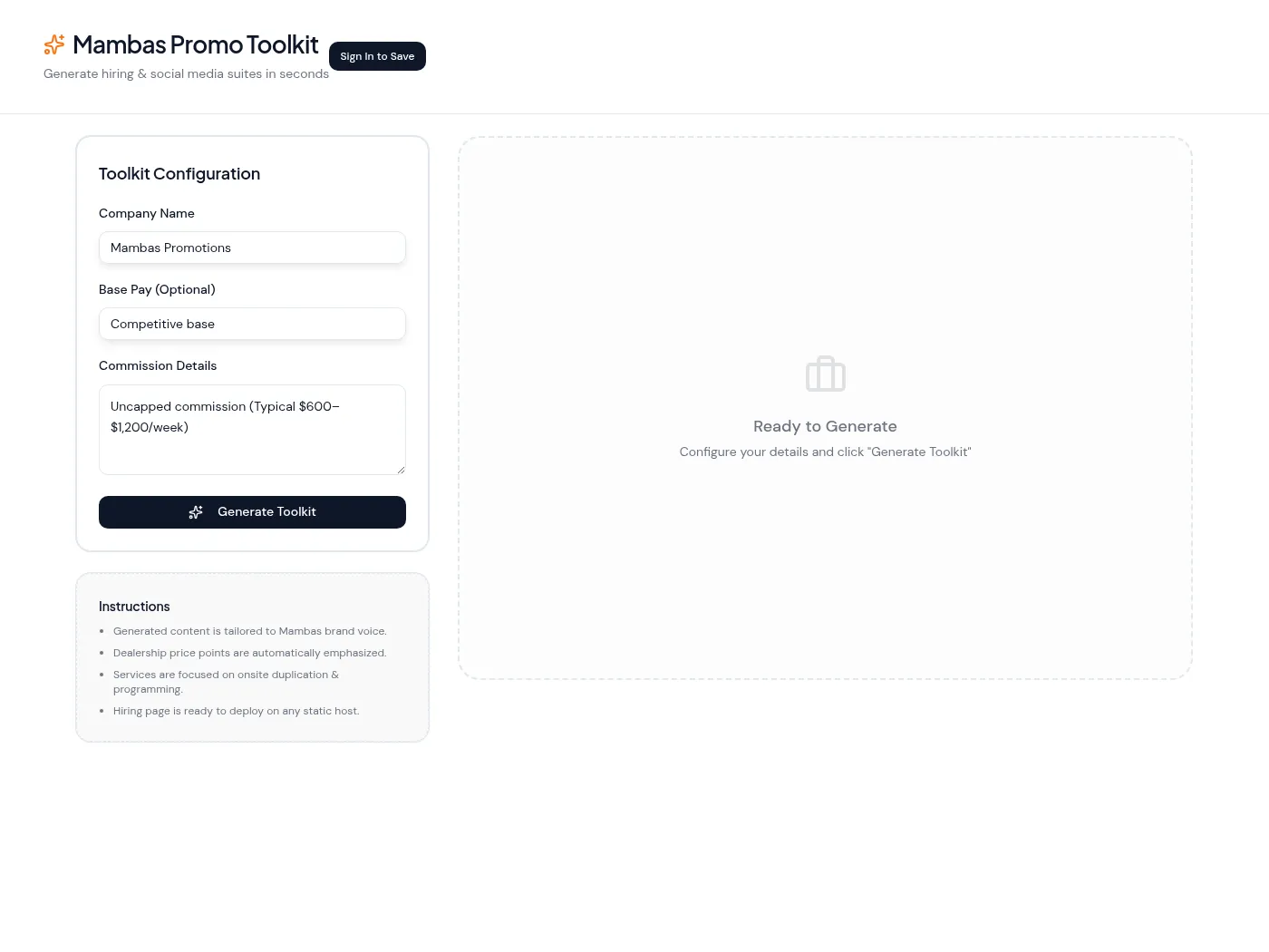 Mambas Promo Toolkit