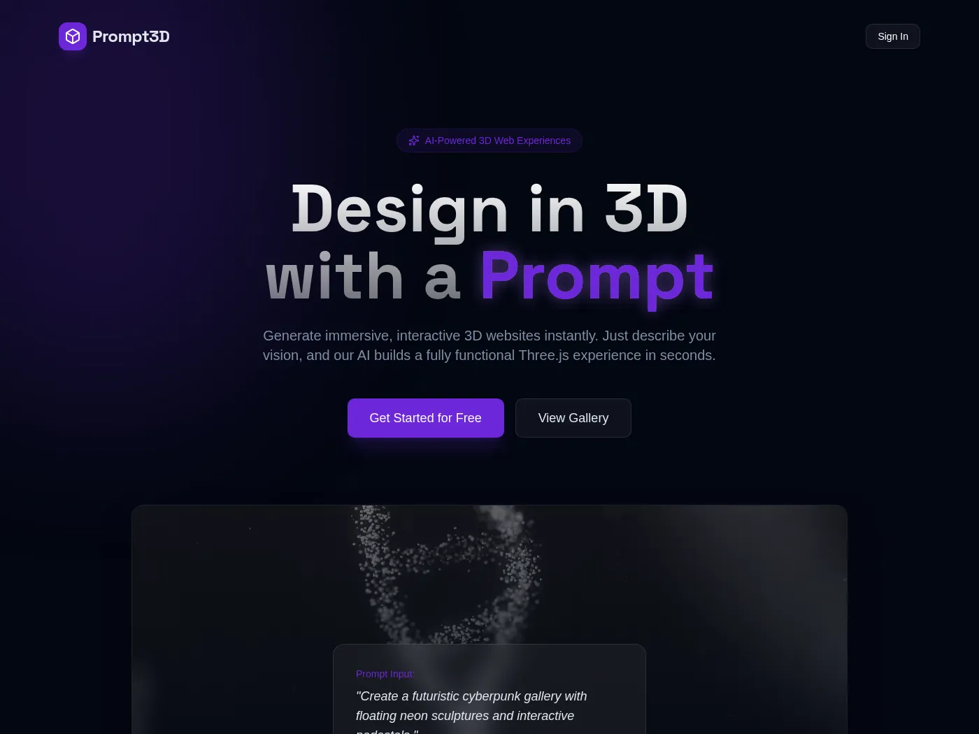 Prompt3D Web Builder