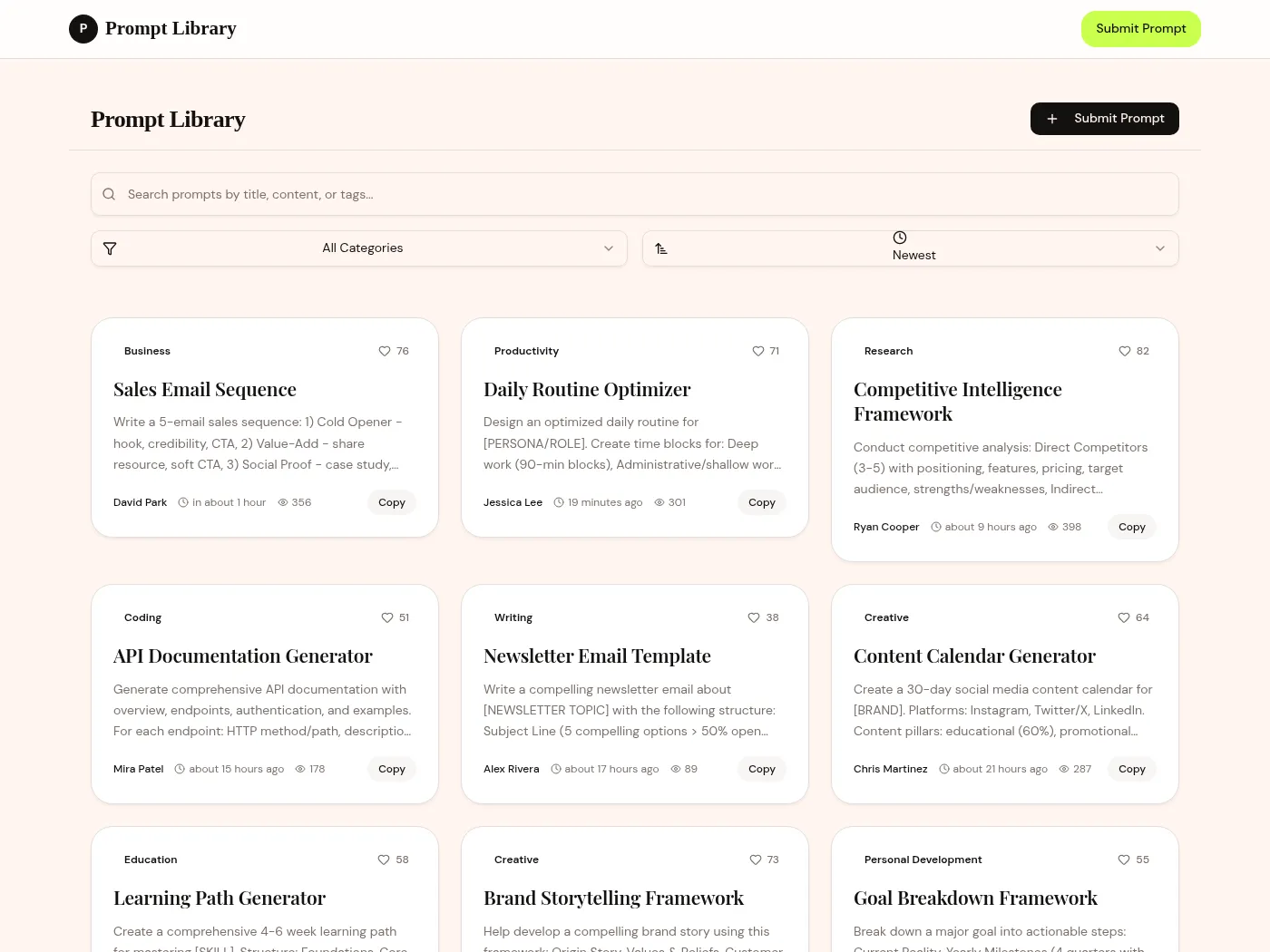 Prompt Library Hub