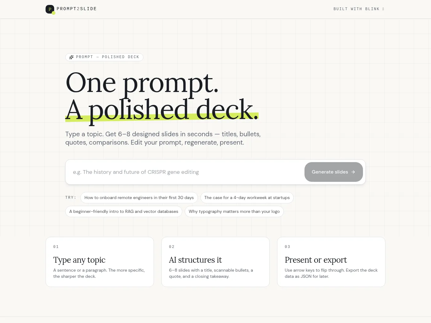 Prompt2Slide Site