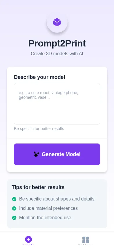 Prompt2Print 3D Maker