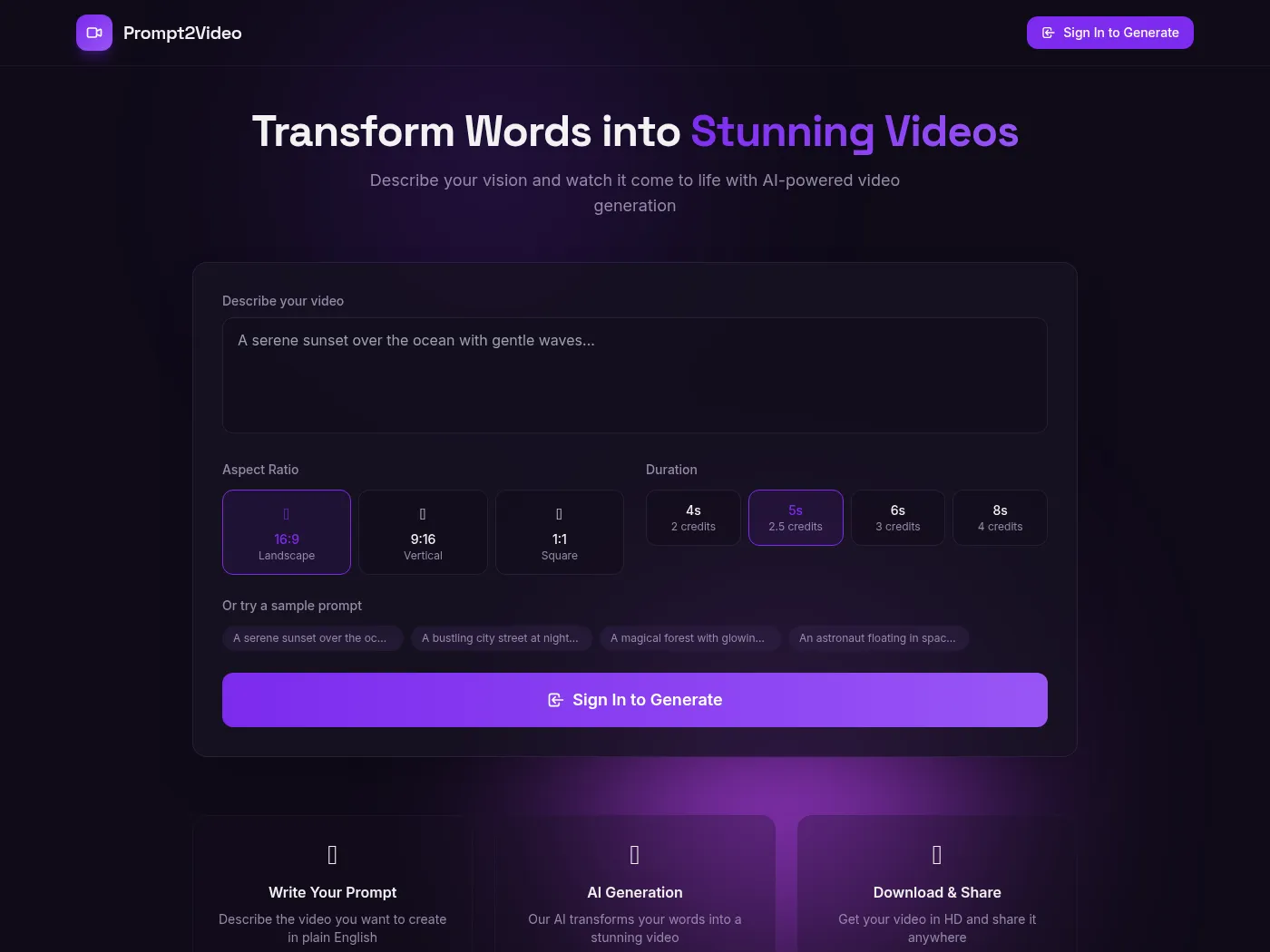 Prompt2Video Studio