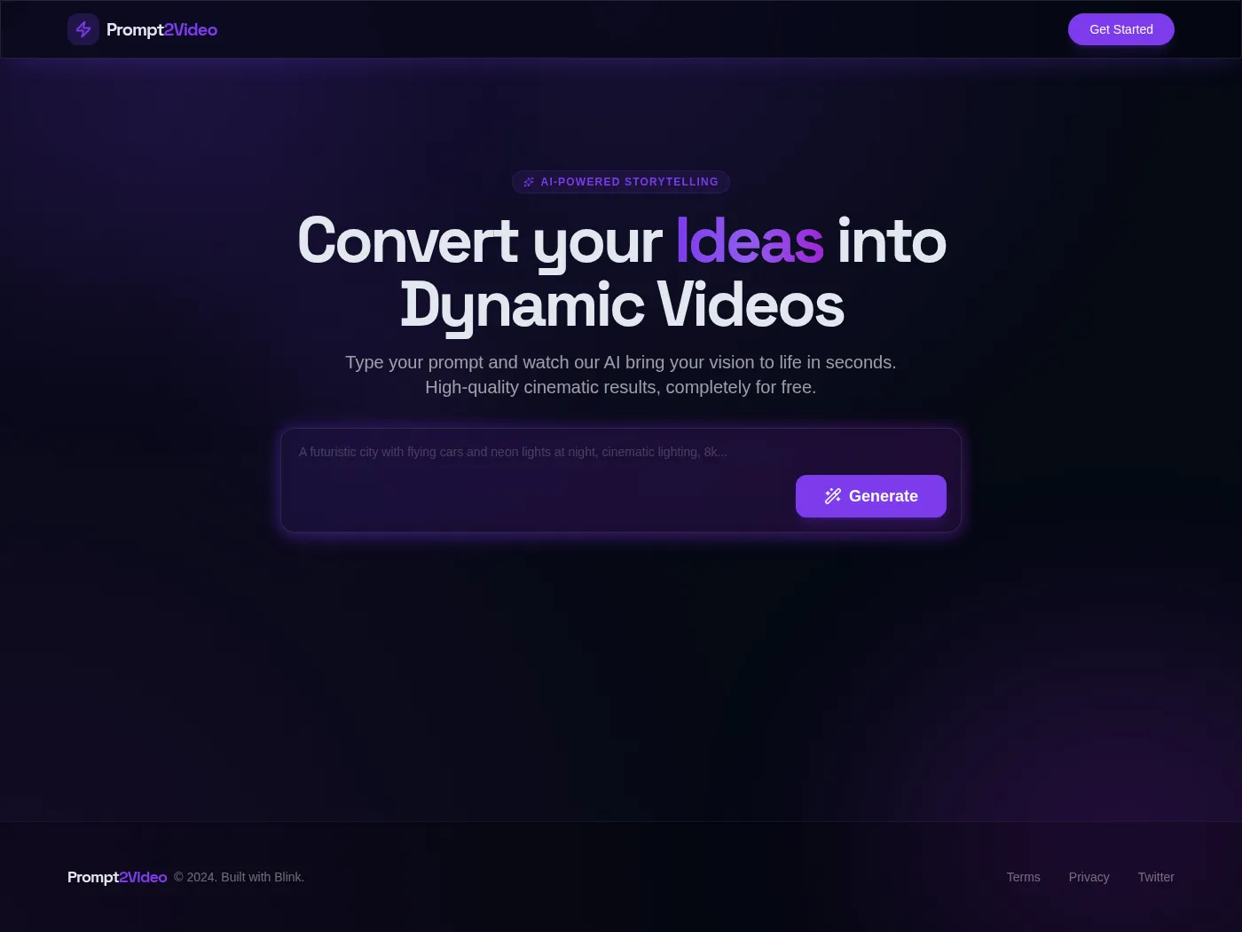Prompt2Video Website