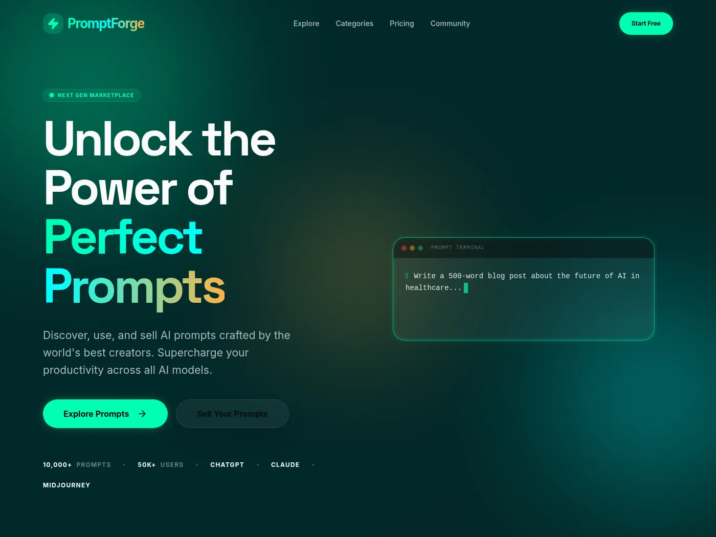 PromptForge Landing Page