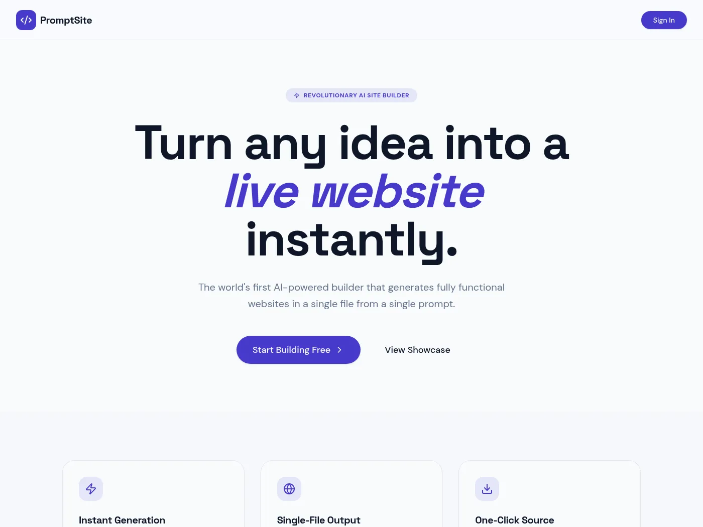 PromptSite Builder