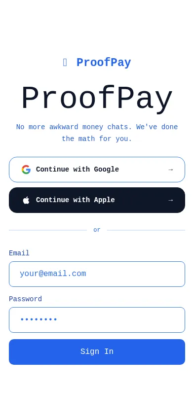ProofPay Expense Splitter