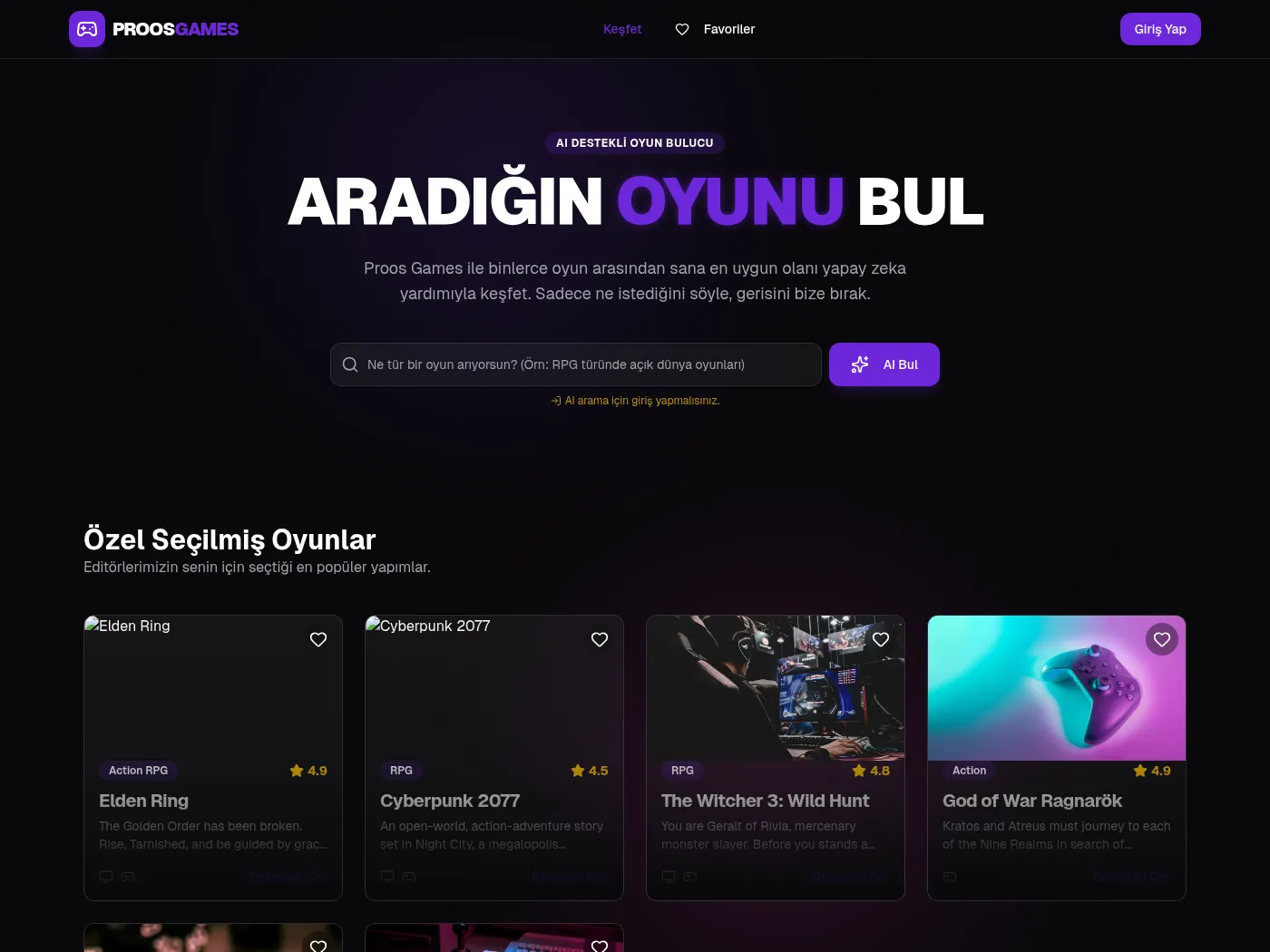 Proos Games Finder