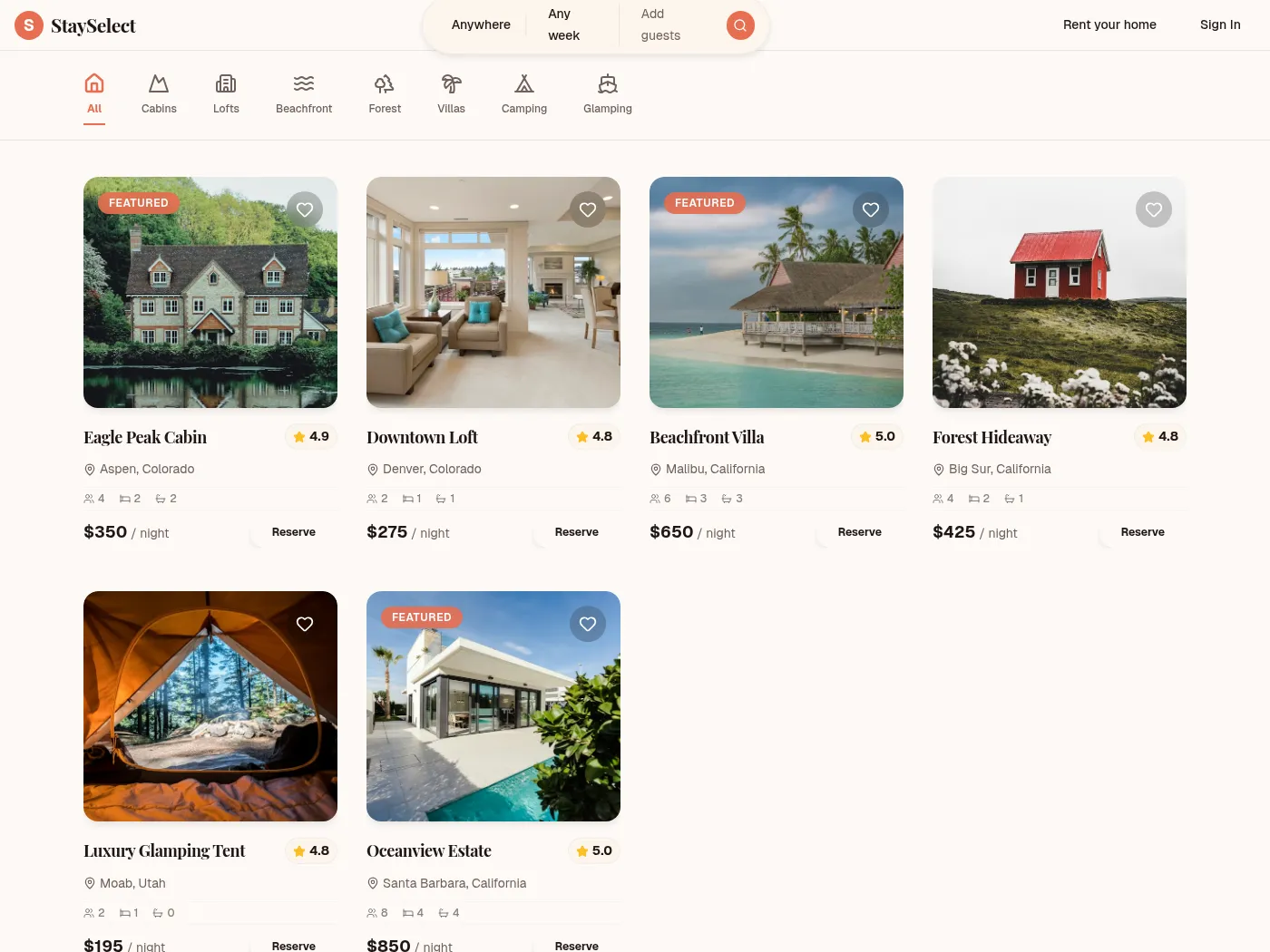 StaySelect Rentals