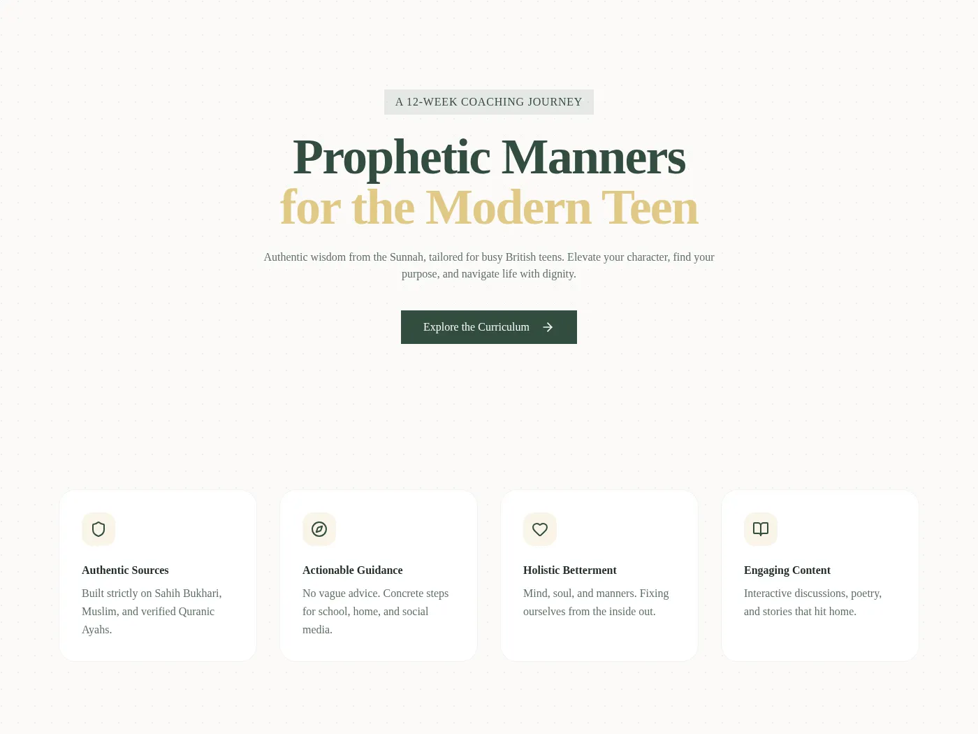 Prophetic Manners Course Outline