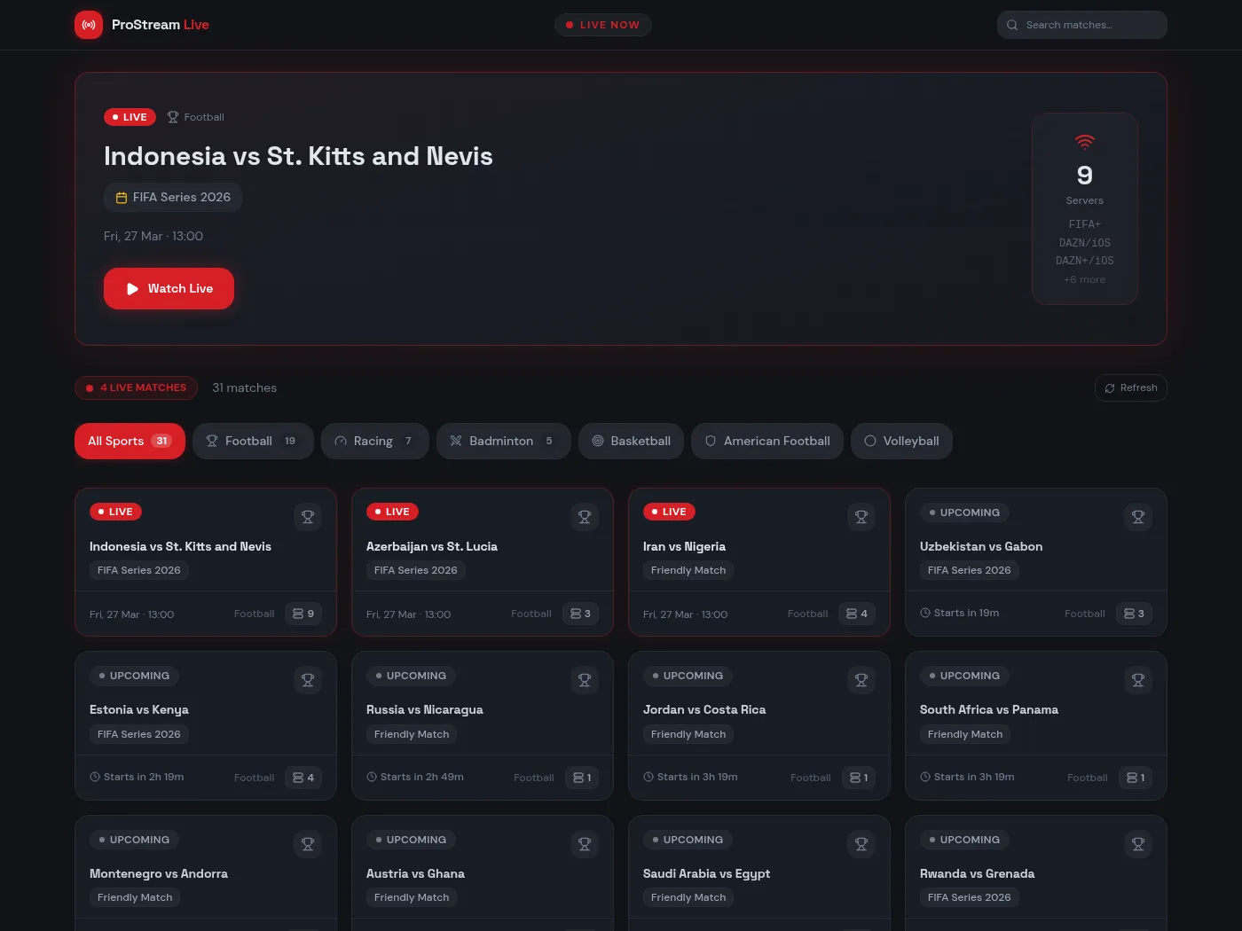 ProStream Live Website