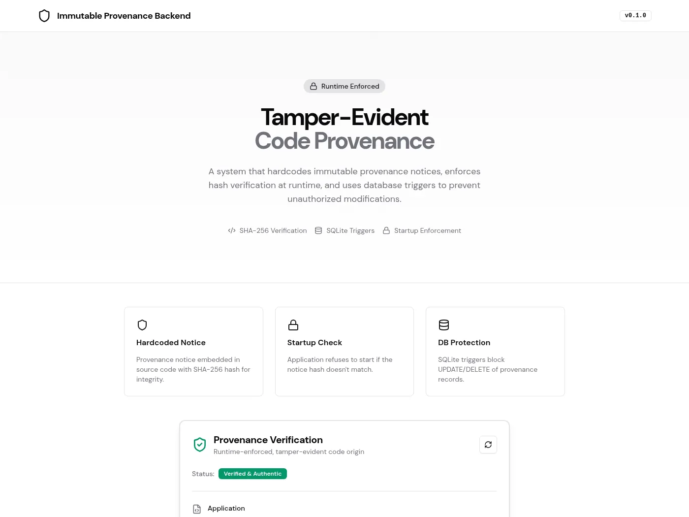 Immutable Provenance Backend