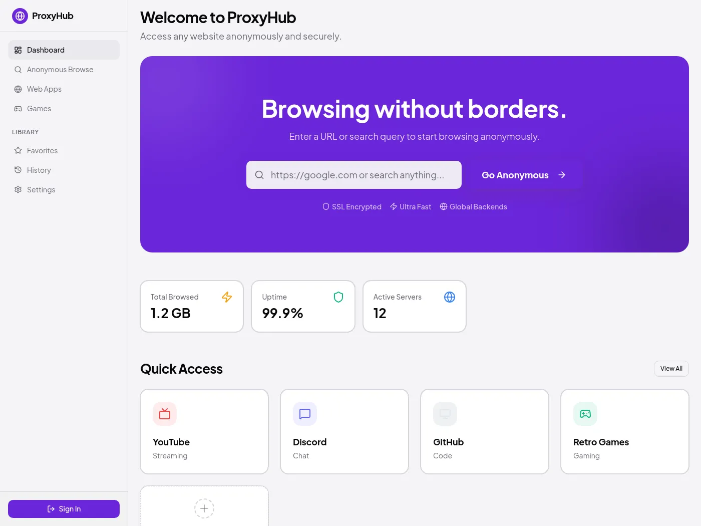 ProxyHub Web Portal