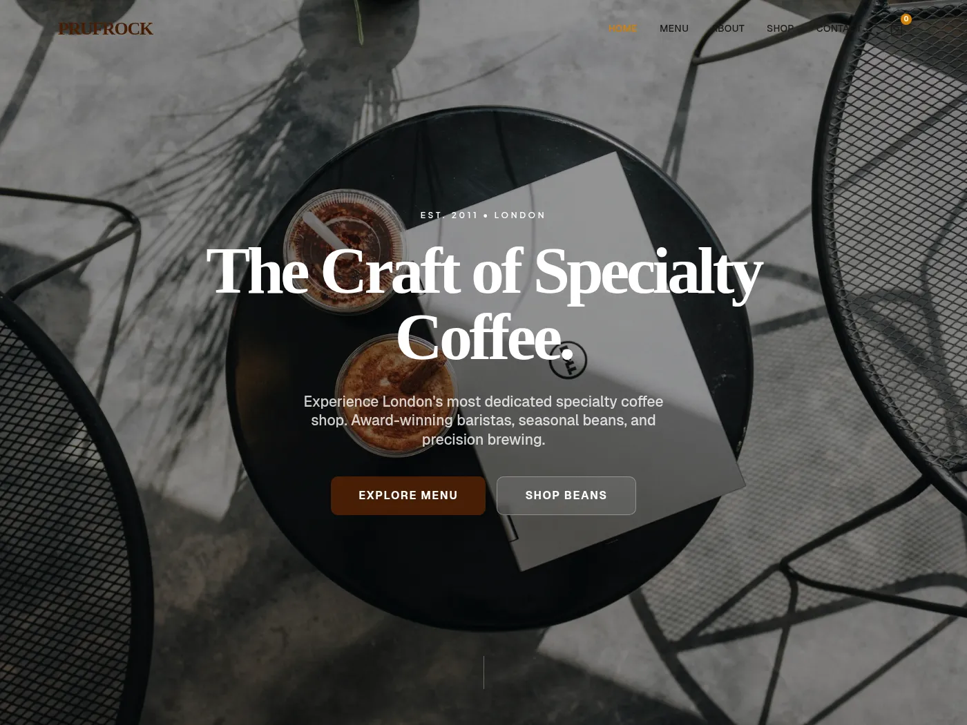 Prufrock Coffee Website