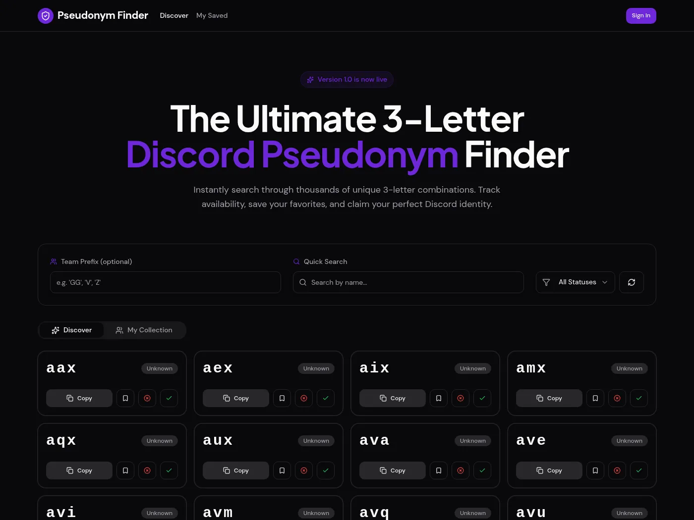Pseudonym Finder