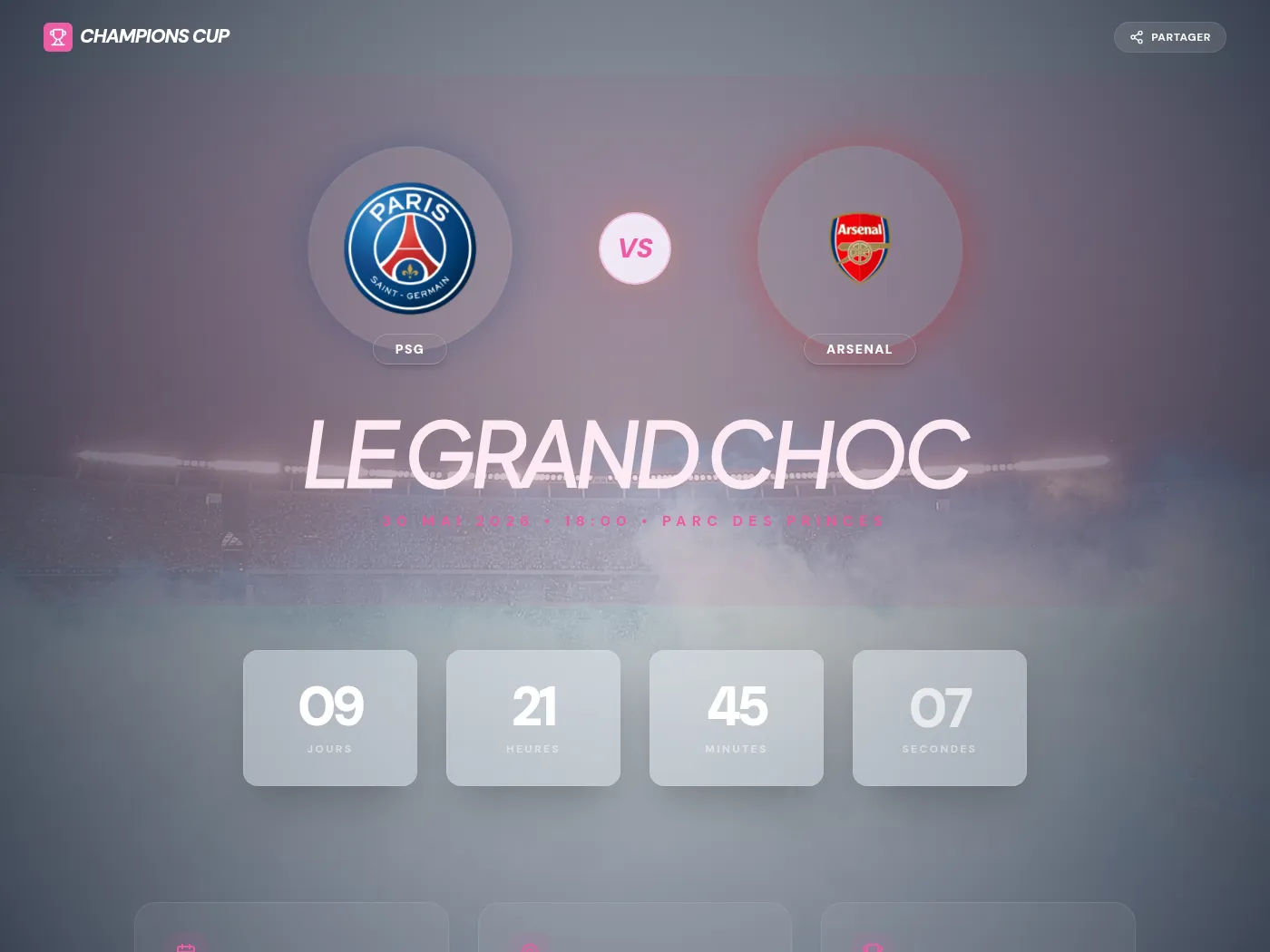 PSG vs Arsenal Countdown