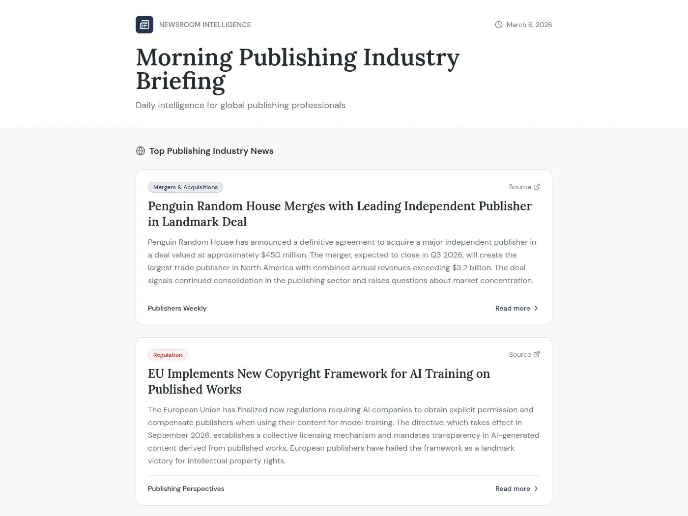 Morning Publishing Briefing