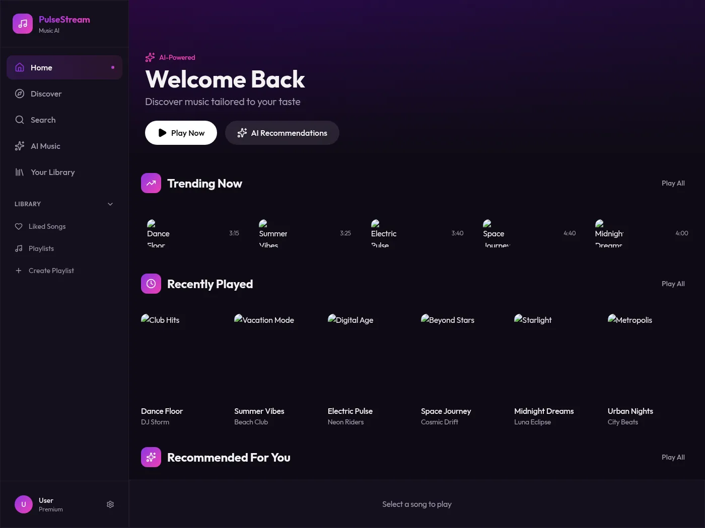 PulseStream Music Platform