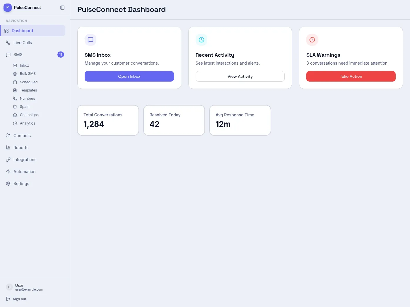 PulseConnect SaaS Dashboard
