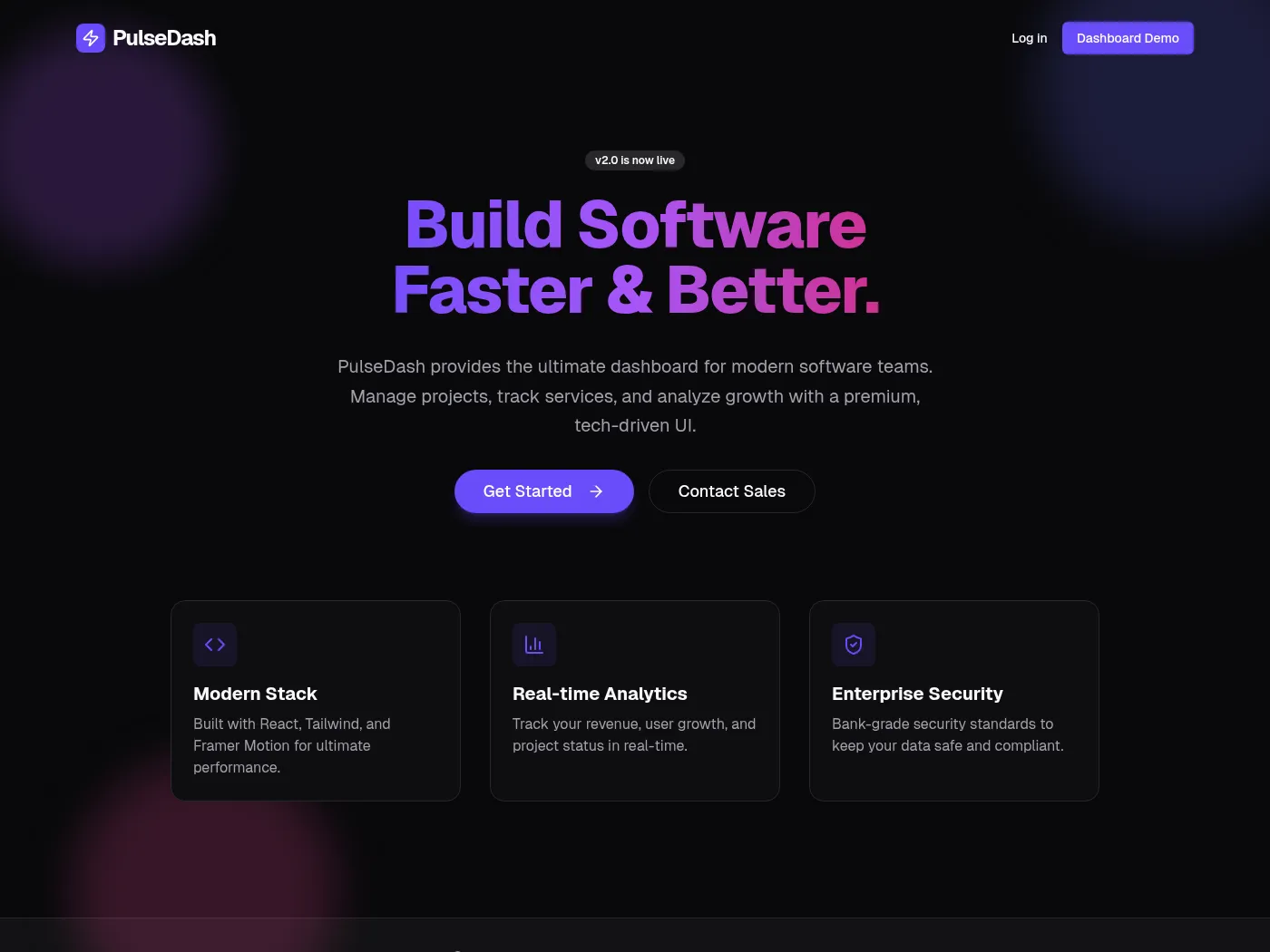 PulseDash Software Dashboard