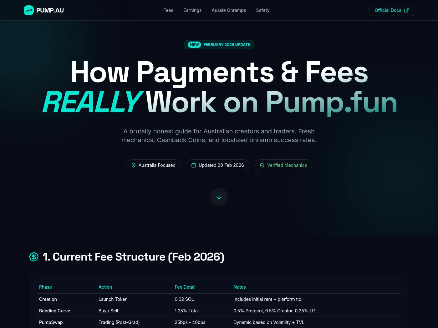 Pump.fun 2026 Aussie Fee Guide
