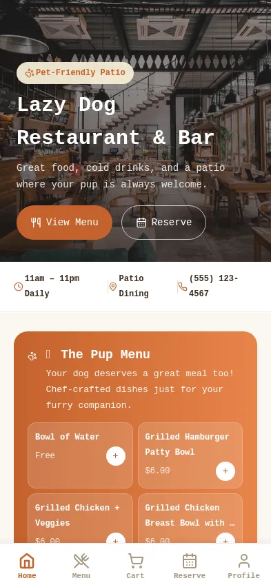 Pup Patio Ordering App