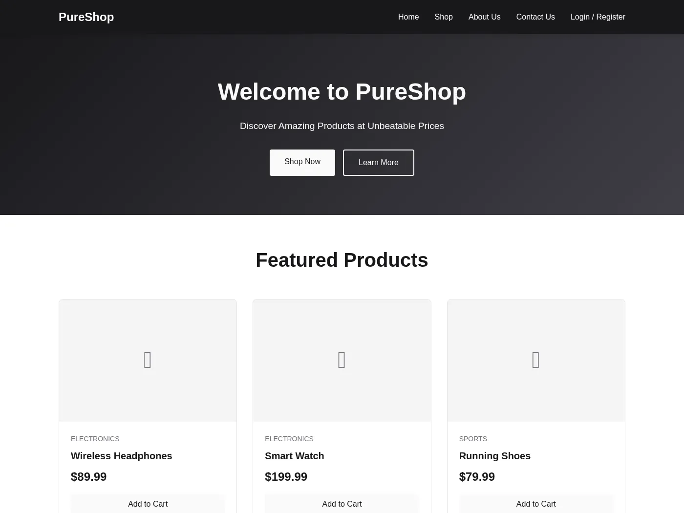PureShop E-Commerce Site