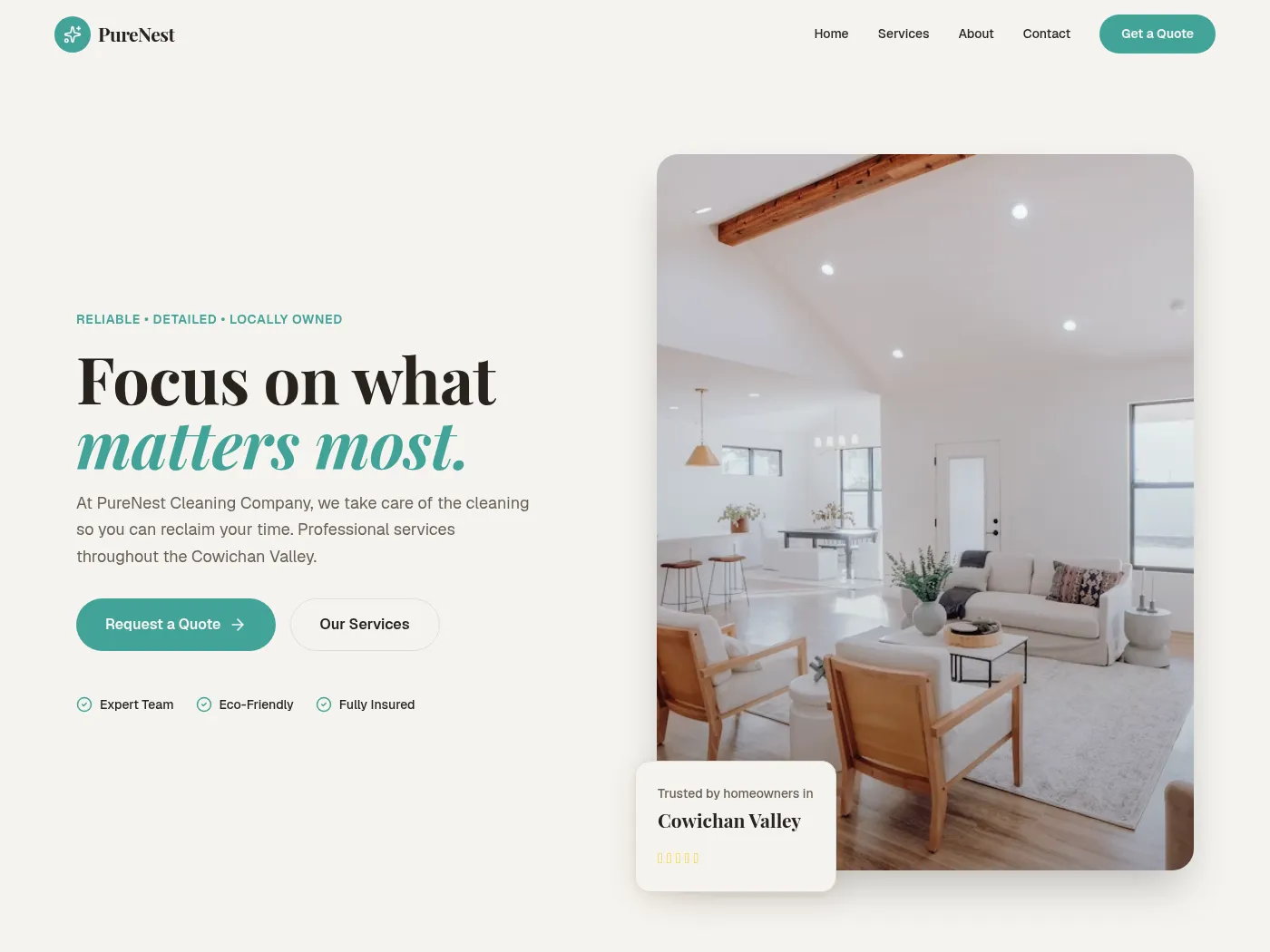 PureNest Cleaning Website