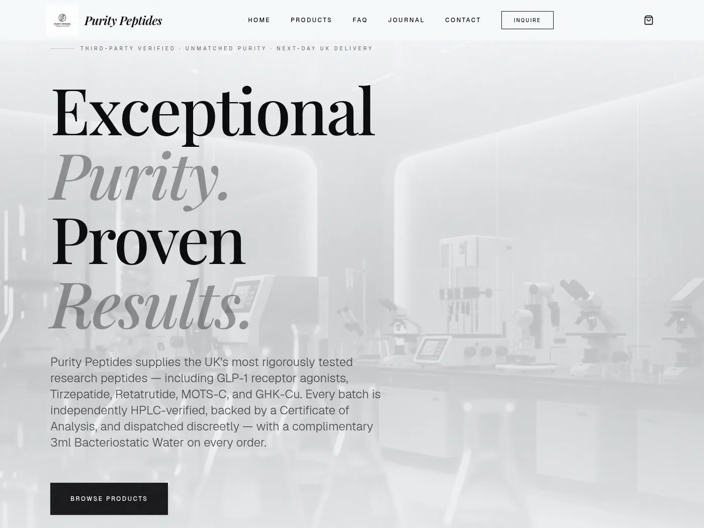 Purity Peptides Website