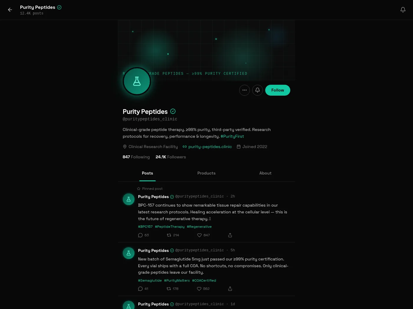 Purity Peptides X Page