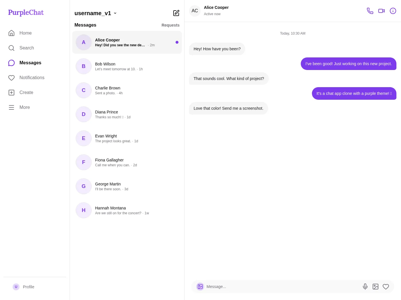 Purple Chat Clone